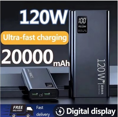 120W Super Fast Power Bank 200000mAh Charging Large Capacity Battery ...