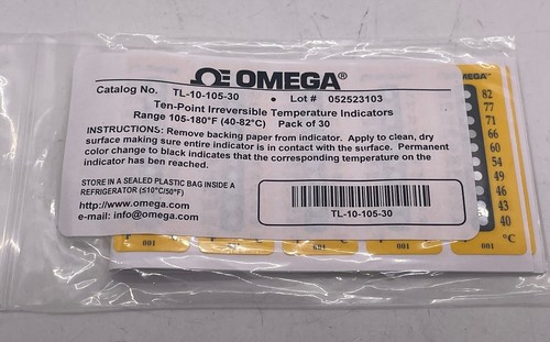 30 ct Omega TL-10-105-30 IRREVERSIBLE 10-Point Temperature Indicators ...