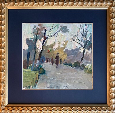 Painting autumn oil original cityscape 1957 Ukrainian artist Tkachenko Evgeniy | eBay