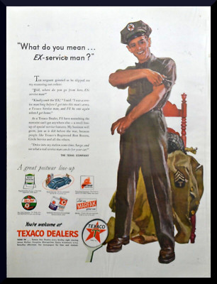 Texaco Service Man WWII Dealer Ad 1945 Magazine Art Print Uniform ...