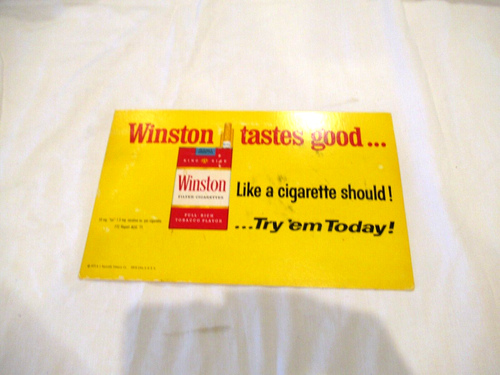 Winston yellow cardstock advertisement for store bar restuarant, c ...