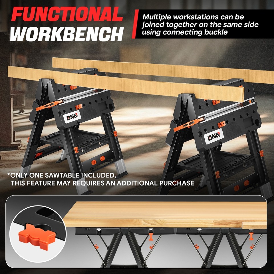 Portable Multi-Function Folding Work Table Sawhorse Quick Clamps Tool ...