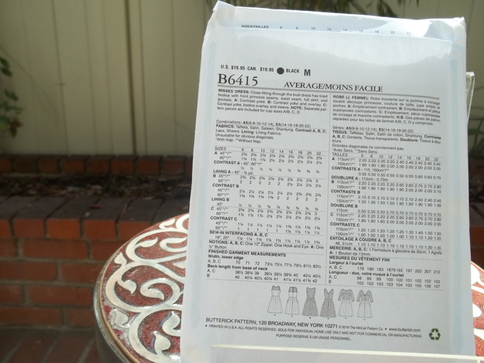Butterick 6415 Sewing Pattern Contrast Yoke Overlay Dress Sz A5 6-14 ...