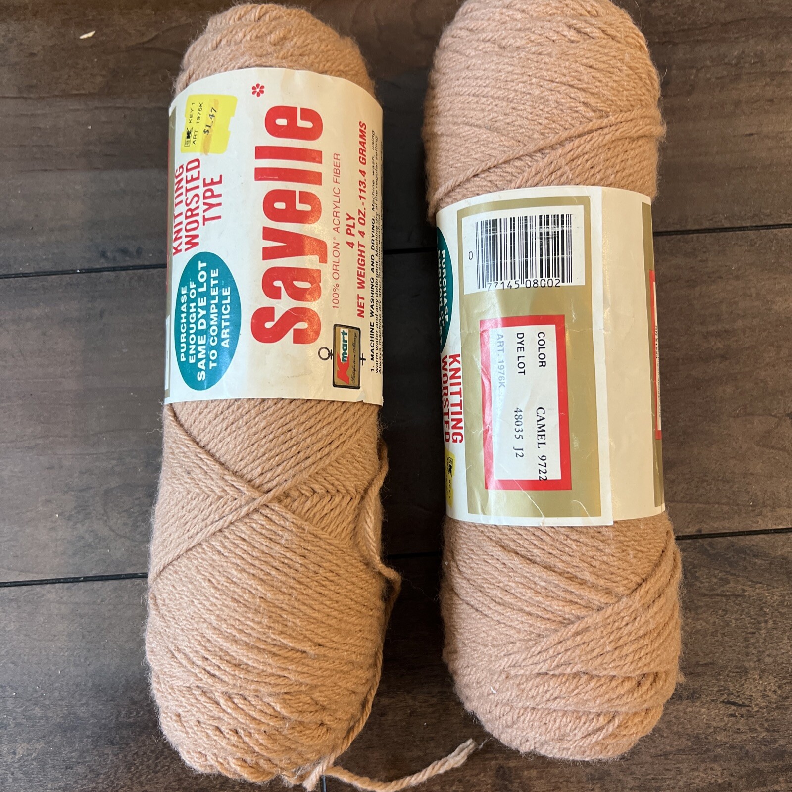 VTG Kmart Sayelle Yarn Lot of 2 Camel 9722 Acrylic 1976K | eBay