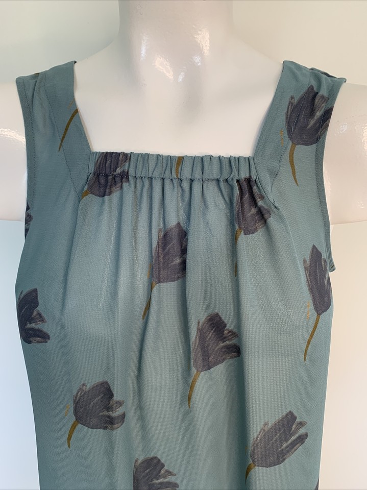 CAbi Tulip Sz XS #984 Green Back Tie Pullover Sleeveless Chiffon Tunic ...