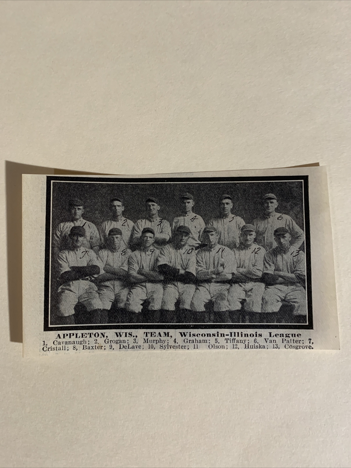 Appleton Papermakers Bill Cristall Wisconsin WI 1913 Baseball Team ...