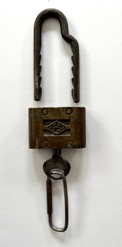 Antique Fraim Slaymaker FS Padlock & Key w/Carabiner - 1920s Great ...