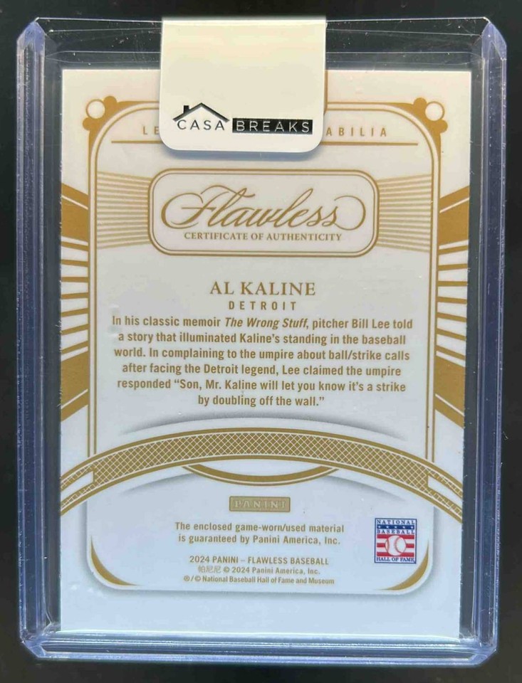 2024 Flawless Al Kaline Legendary Memorabilia Bat Gold #10/10 Tigers | eBay