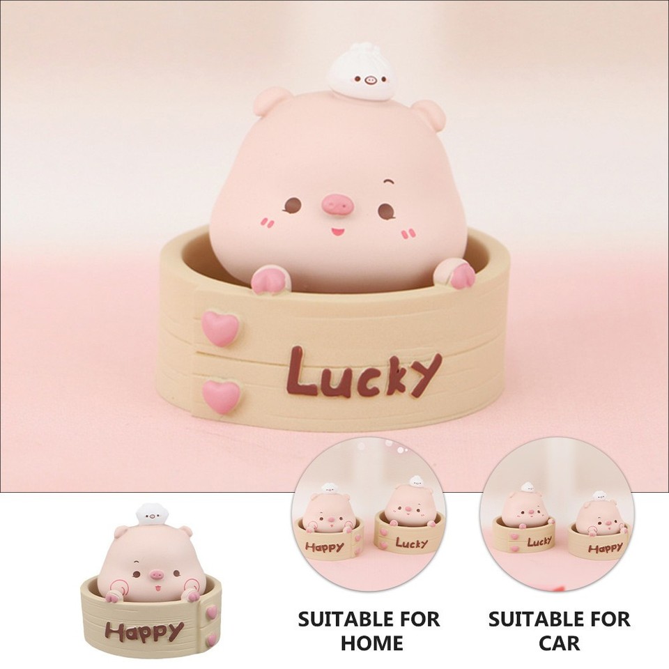 2Pcs Car Shaking Head Pig Statue Car Interior Ornament Home Office ...