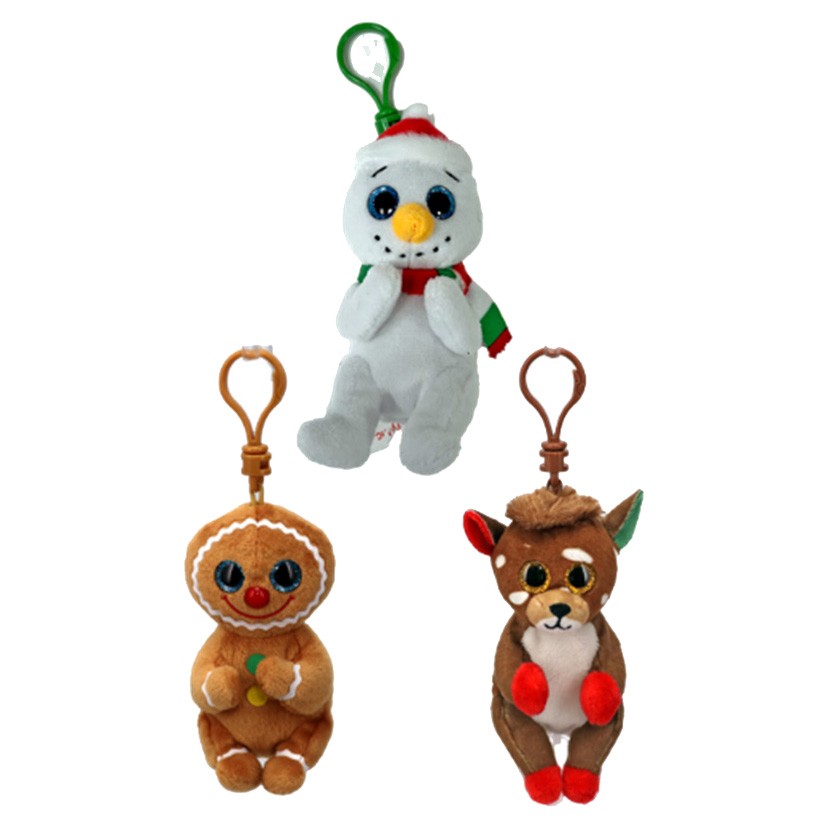 TY Beanie Baby Key Clips - SET of 3 Christmas 2024 (COOKIE, JUNO ...