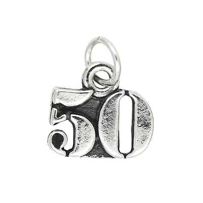 Sterling Silver Stencil Number 50 Fifty Charm or Pendant | eBay