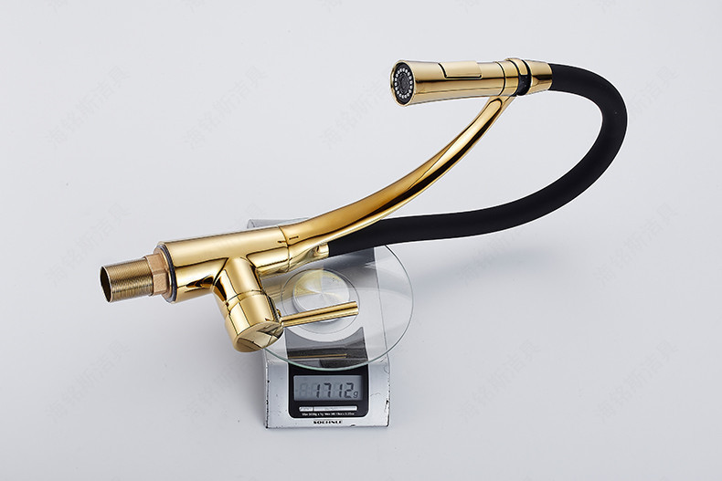 Gold Spring Pull Down Side Sprayer Single Handle Mixer Tap Brass ...