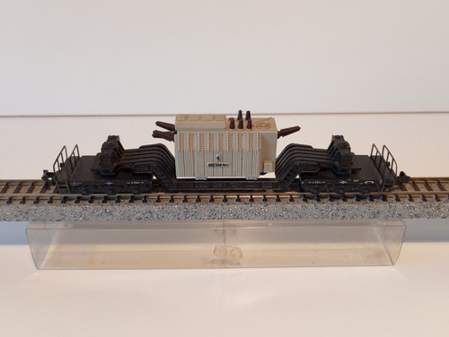 VAGÓN PLATAFORMA CON TRANSFORMADOR SIEMENS 980 985 MINITRIX 3298 (G587 ...