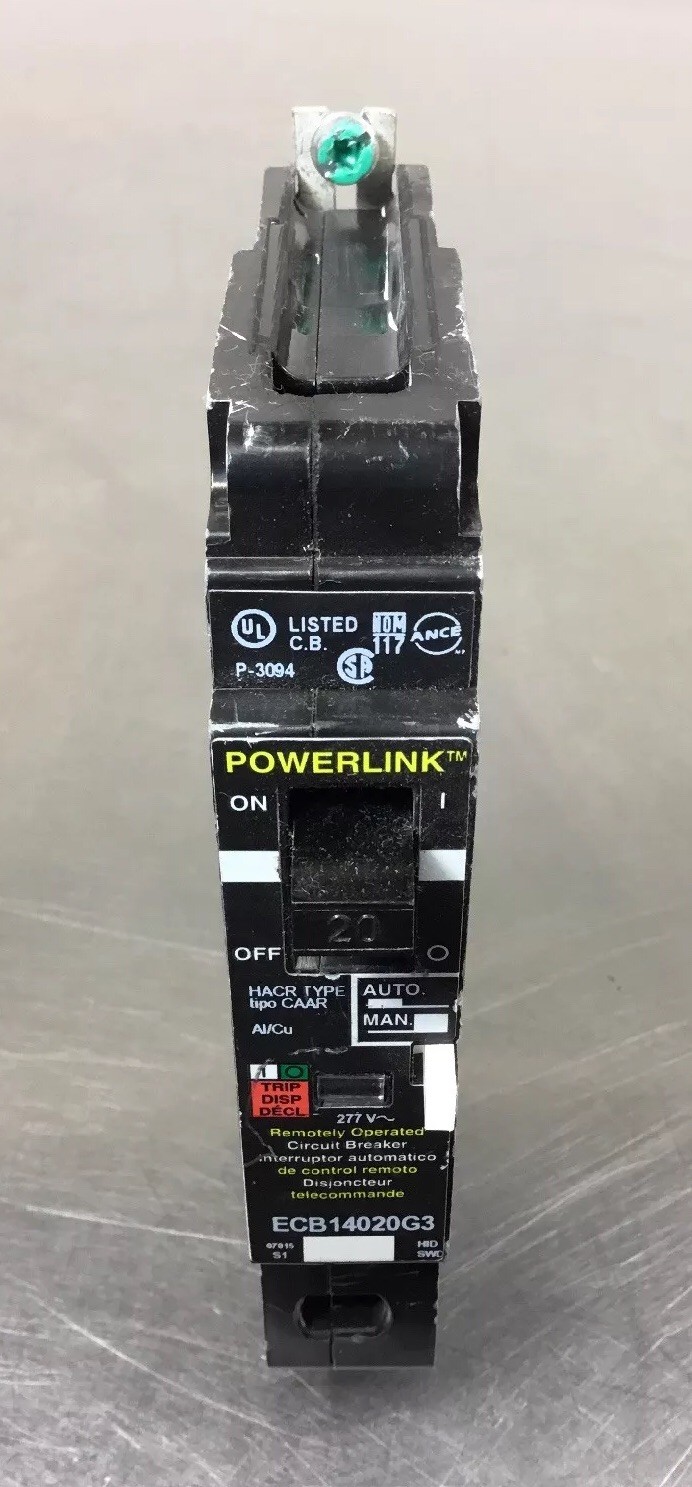 Square D ECB14020G3 Powerlink Remote 20-Amp Circuit Breaker 20A 1P 277V ...