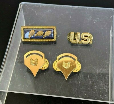 4 Military Rank Pins Pinbacks U.S. Lapel Army Collectible Sergeant ...