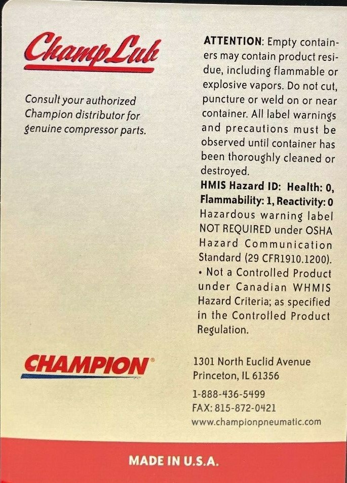 Z11883 CHAMPION AIR COMPRESSOR MAINTENANCE KIT R30, RV30, HR10-12, VR10 ...