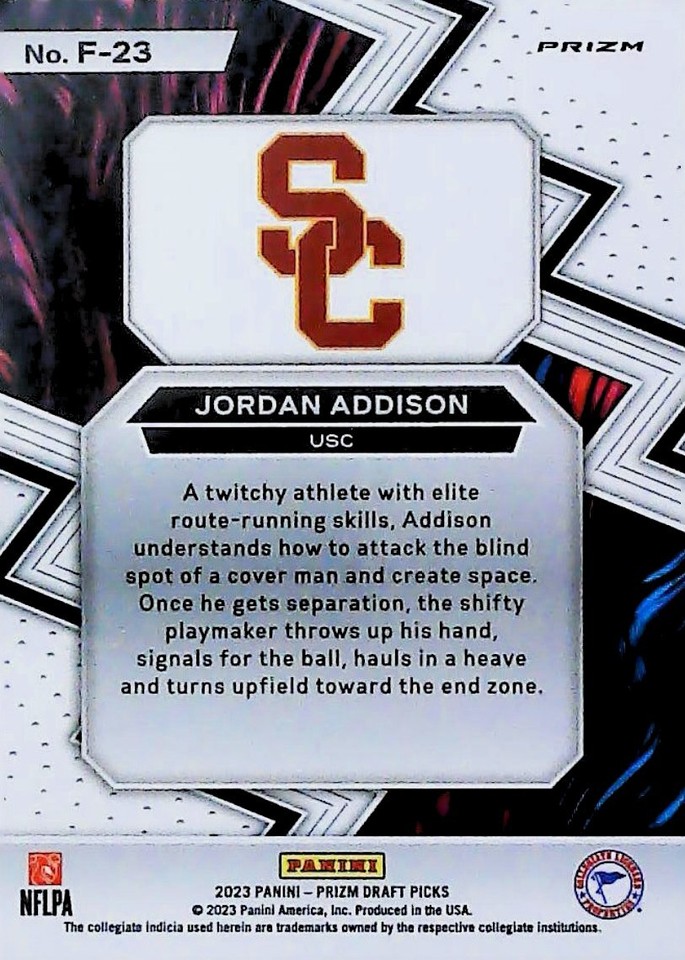 Jordan Addison #F-23 Prizm Draft Picks Fearless Prizm | eBay