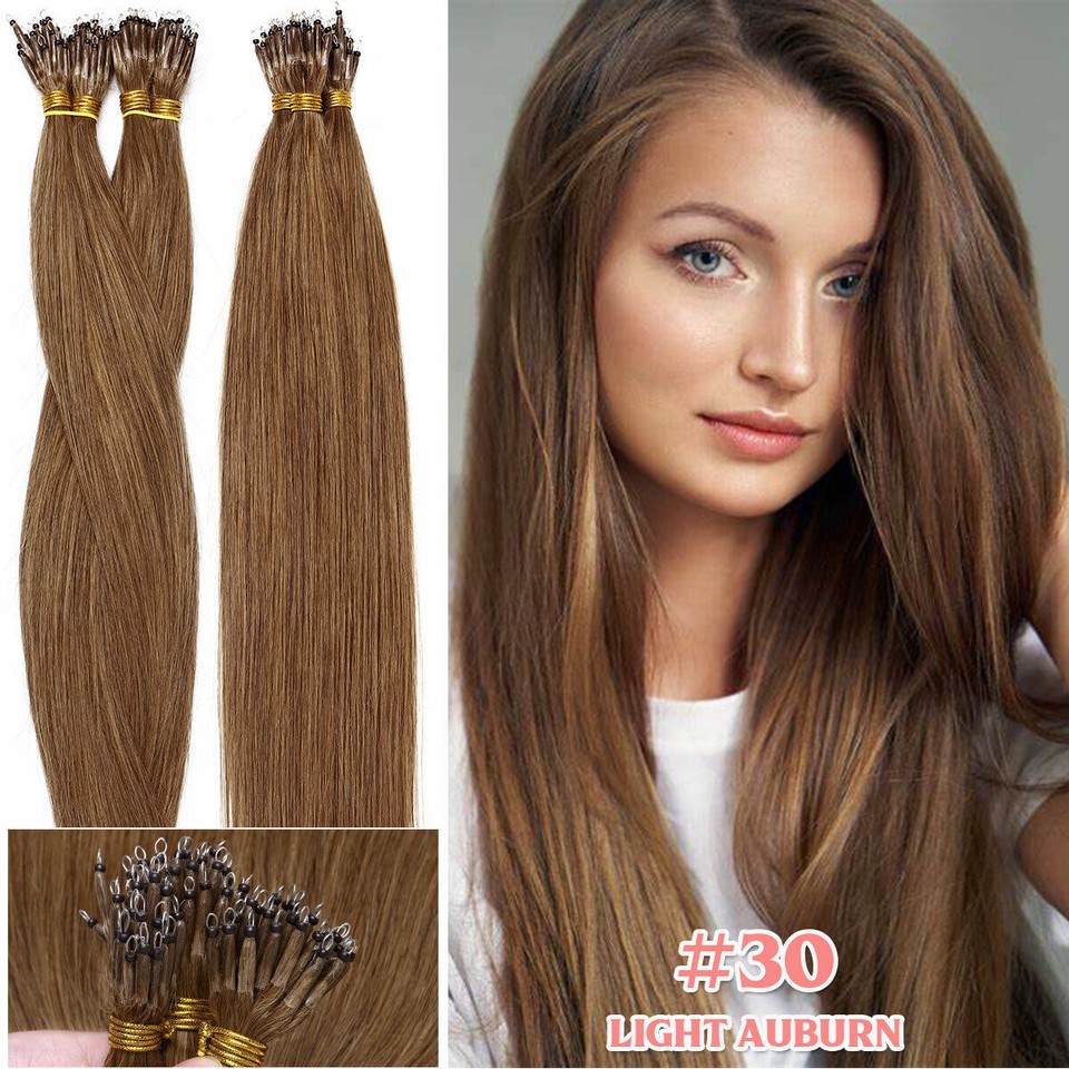 1G Nano Ring Beads Russian 100% Remy Human Hair Extensions Micro Loop ...