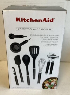 NEW KitchenAid KE447BXOBA Black Tool and Gadget Cooking 15-Piece Set ...