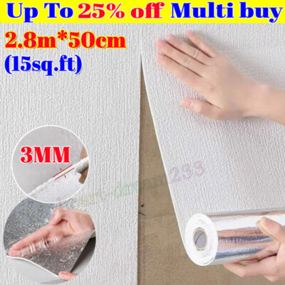 3M Thicken Self Adhesive Thermal Insulation Wallpaper Linen Plain Wall ...