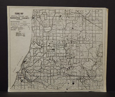 Michigan Manistee County Map Fishing and Hunting Map c.1930s J19#05 | eBay