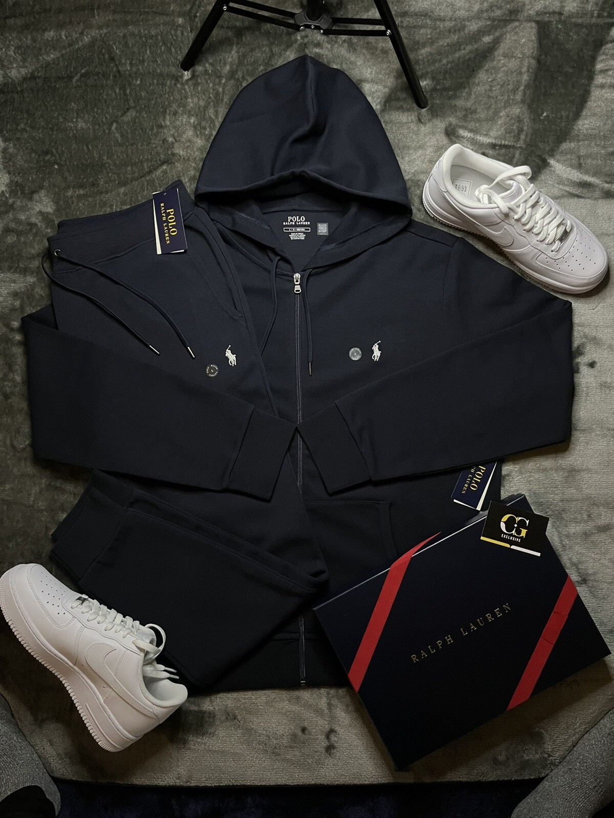 Men’s Polo Ralph Lauren Tracksuit - Navy Blue - Large 100% Authentic ...