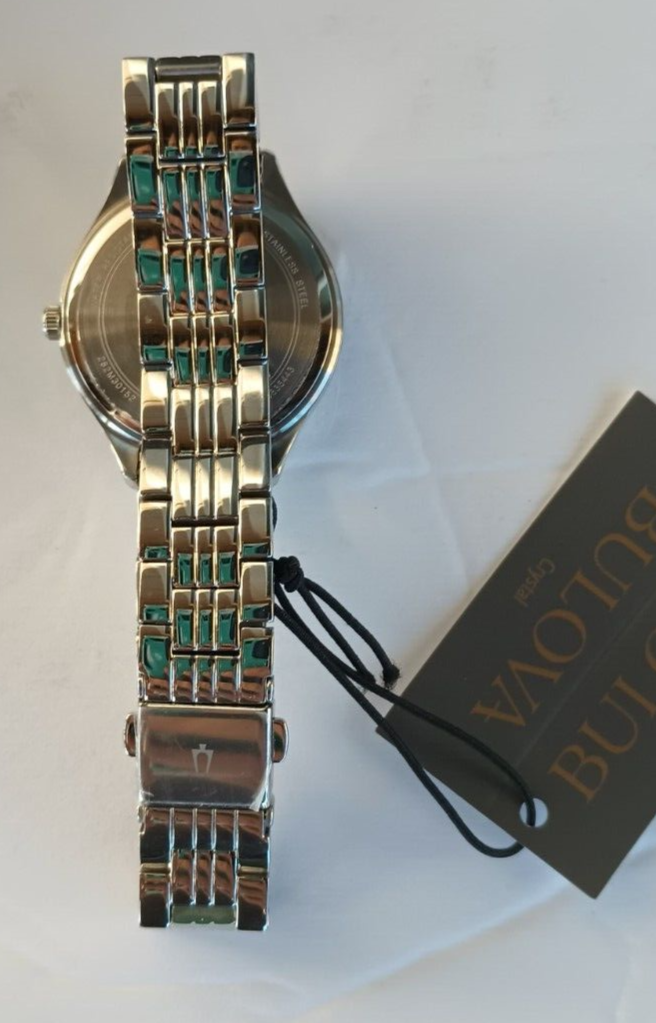 Bulova Ladies MOP Crystal Bezel Stainless Steel Quartz Watch 96l282 for ...