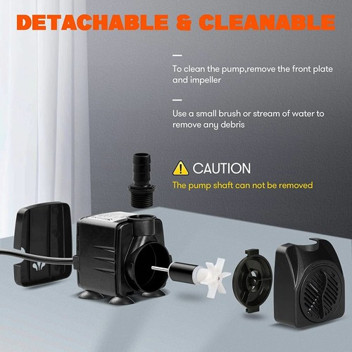 Simple Deluxe 160/200 GPH 8W Submersible Water Pump, Adjustable Intake ...