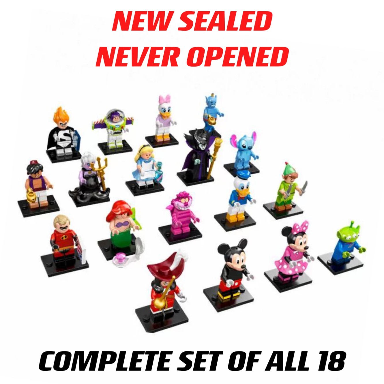 LEGO new SEALED Complete Set of 18 Minifigures 71012 DISNEY MINIFIGURES ...