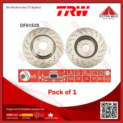 1X TRW Disc Brake Rotor 330mm Front For Mercedes-Benz C-Classa W203 ...