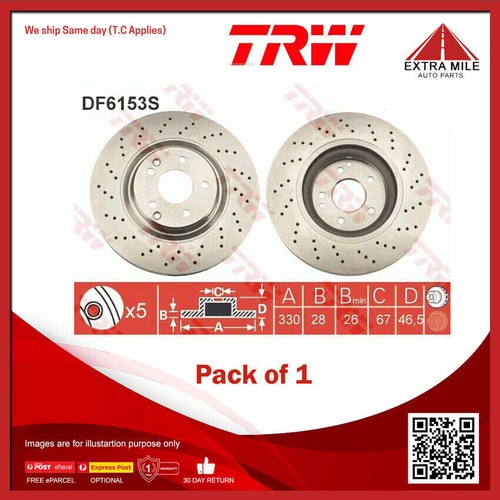 1X TRW Disc Brake Rotor 330mm Front For Mercedes-Benz C-Classa W203 ...