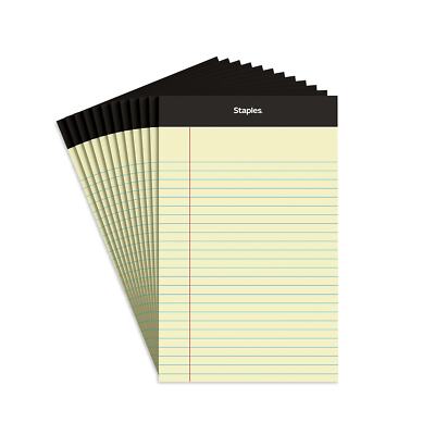 Staples Notepads 5" x 8" Narrow Canary 50 Sheets/Pad 12 Pads/Pack ...