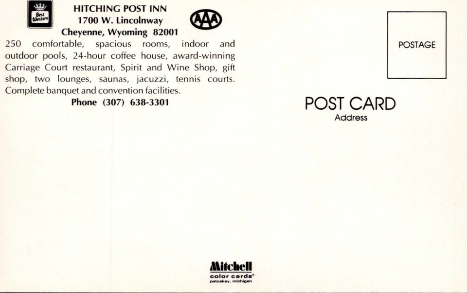 Hitching Post Inn Cheyenne Wyoming Vintage Chrome Post Card | eBay