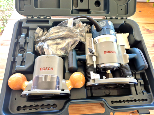 NEW Bosch 1617EVSPK Wood RouterTool Combo KIT-2.25 HP Plunge and Fixed ...