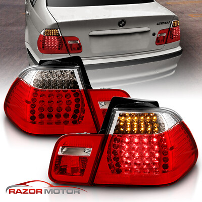 1999 2000 2001 Fit BMW E46 325i/330i/323i/328i 4DR LED Red Clear ...