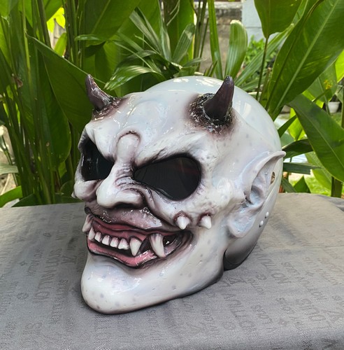 Ghost Rider Motorcycle Helmet Demon Custom Airbrush Skull 3D Hellboy ...