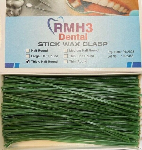 RMH3 Dental Clasps Wax in Stick- Thick Half Round Thickness 1.3 MM ...