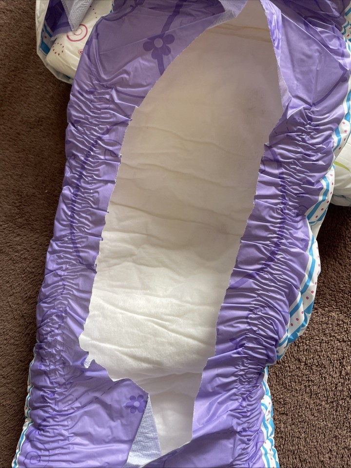 Two Lavender scented plastic backed adult abu diapers Large ...