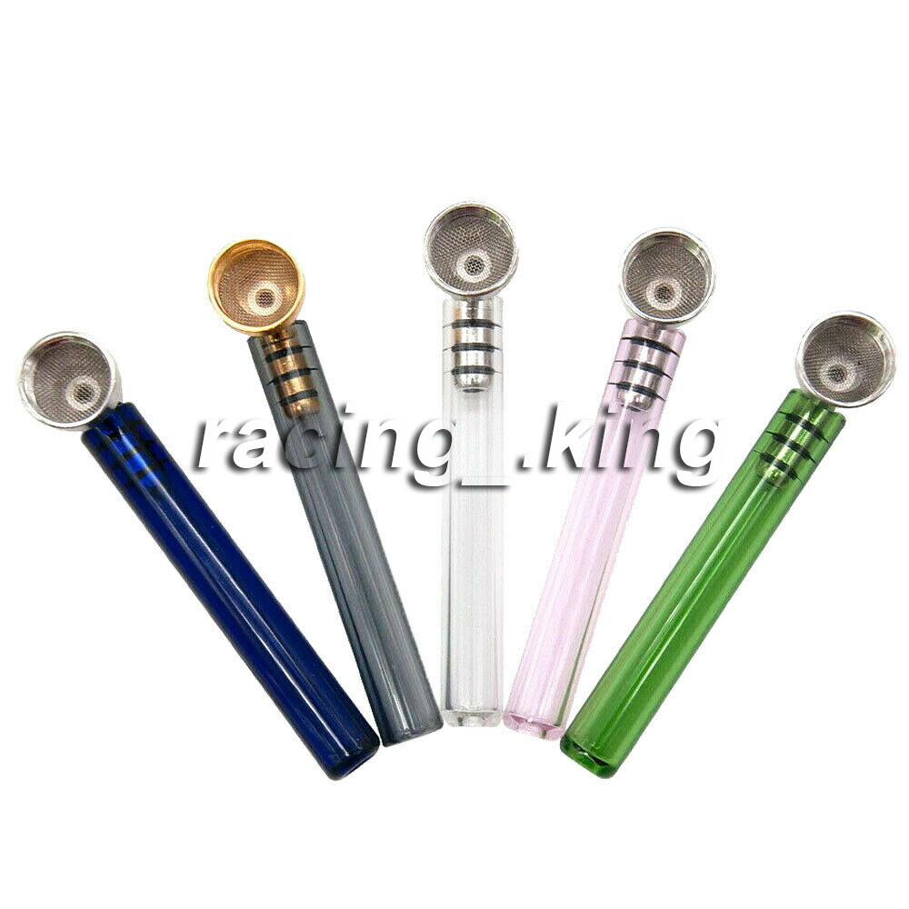 Cool Glass Tobacco Pipes 14MM Glass Smoking Pipe With Removeable Metal