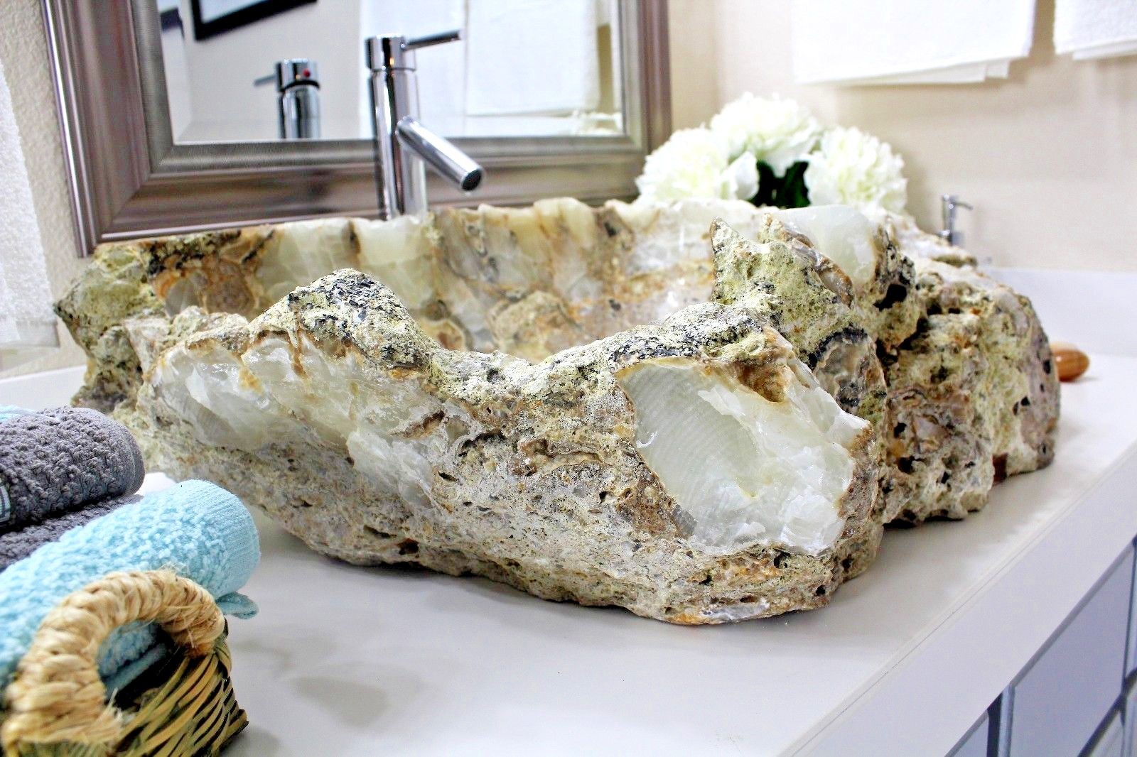 Onyx/travertine Stone Sink /Modern Natural Stone Bathroom Vessel Sink ...