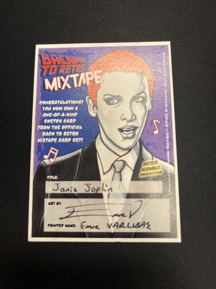 RARE Retro Mixtape 1/1 Janis Joplin Original Art Card AUTO Signed Emre ...