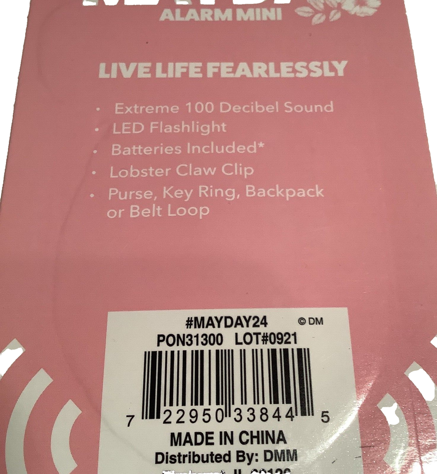 Mayday Pink Mini Alarm-Self Defense Emergency Keyring/Clip Safety ...