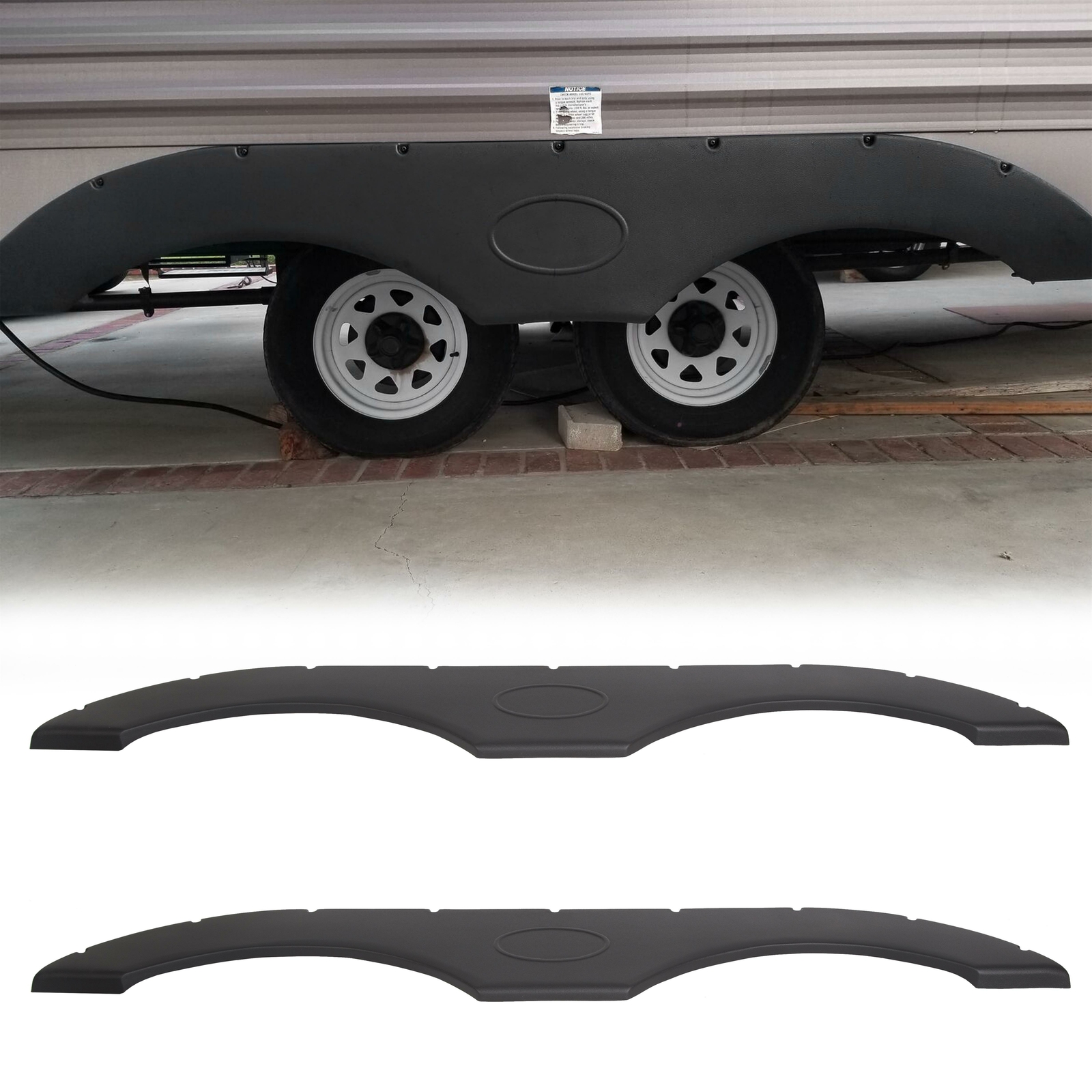 2x Tandem Pair Black Trailer Fender Skirt For RVs Campers And Trailers ...