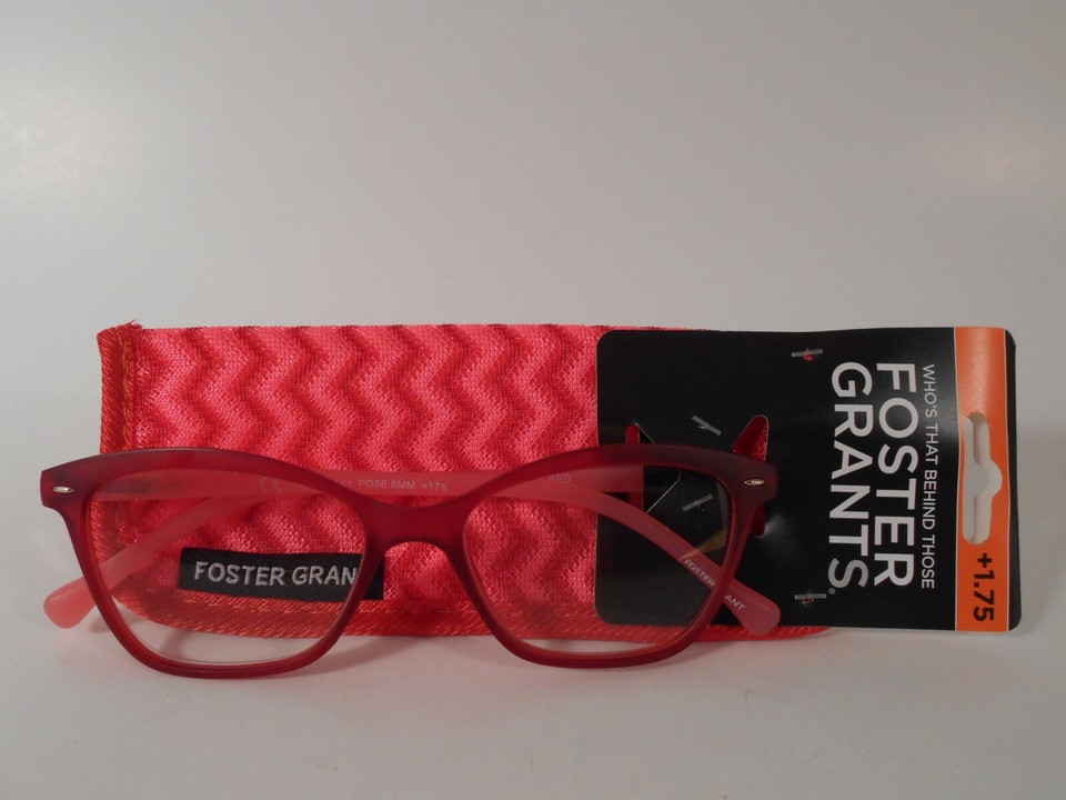 Reading Glasses Foster Grant SHONA RED(#520)+1.50+1.75+2.00+2.50+3.00 ...