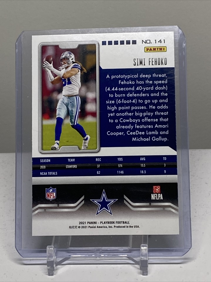 Simi Fehoko 2021 Playbook Football Purple Rookie Card # 141 Dallas ...