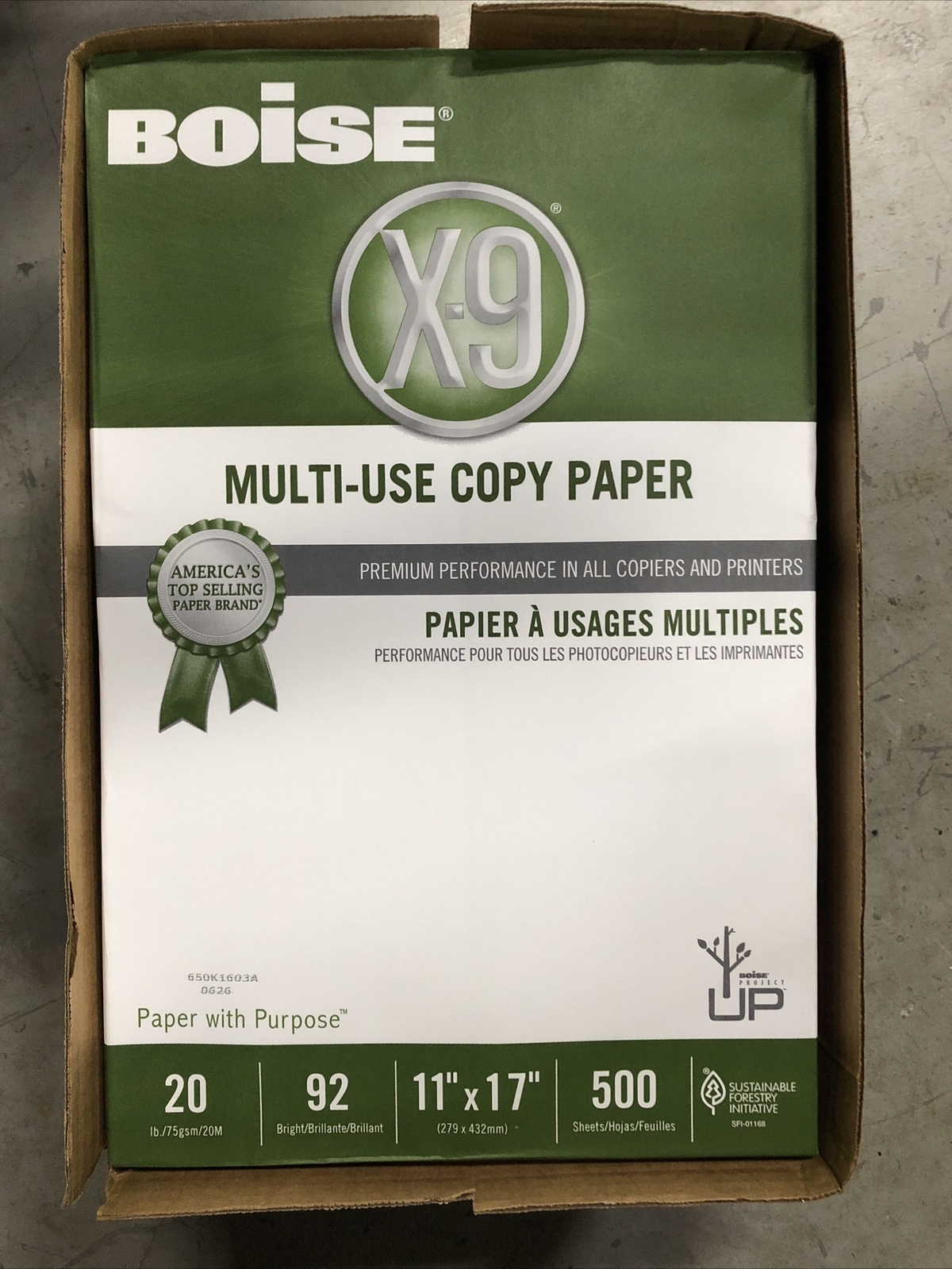 Boise X-9 Copy Paper 92 Brightness 20lb 11 x 17 White 2000 Sheets (4 ...