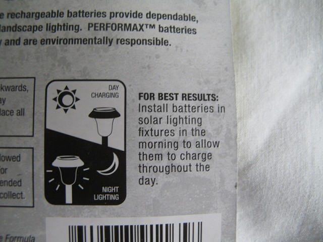 4 AAA Solar Rechargeable Batteries PERFORMAX Landscape Lighting 800 mAh ...