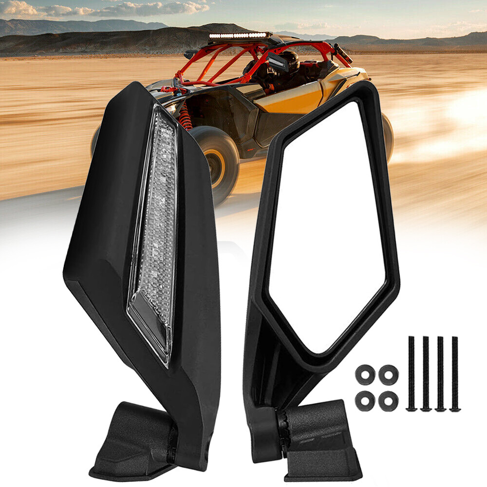Racing Side Mirrors w/LED Turn Signal Light For Can-Am Maverick X3 UTV ...