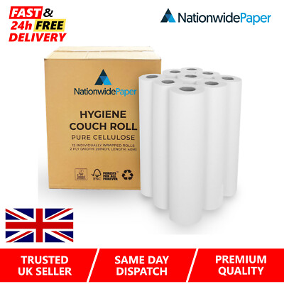 20'' 40m Couch Roll Pure Cellulose White 2ply Hygiene Massage Paper (1 ...