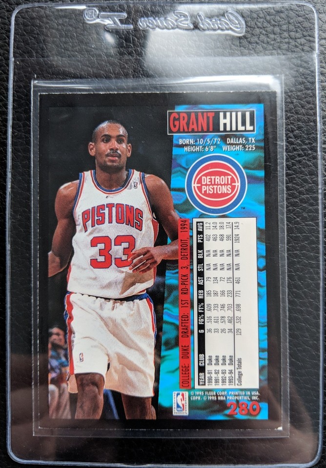 1994 95 FLEER #280 GRANT HILL ROOKIE CARD RC DETROIT PISTONS MINT HOF ...